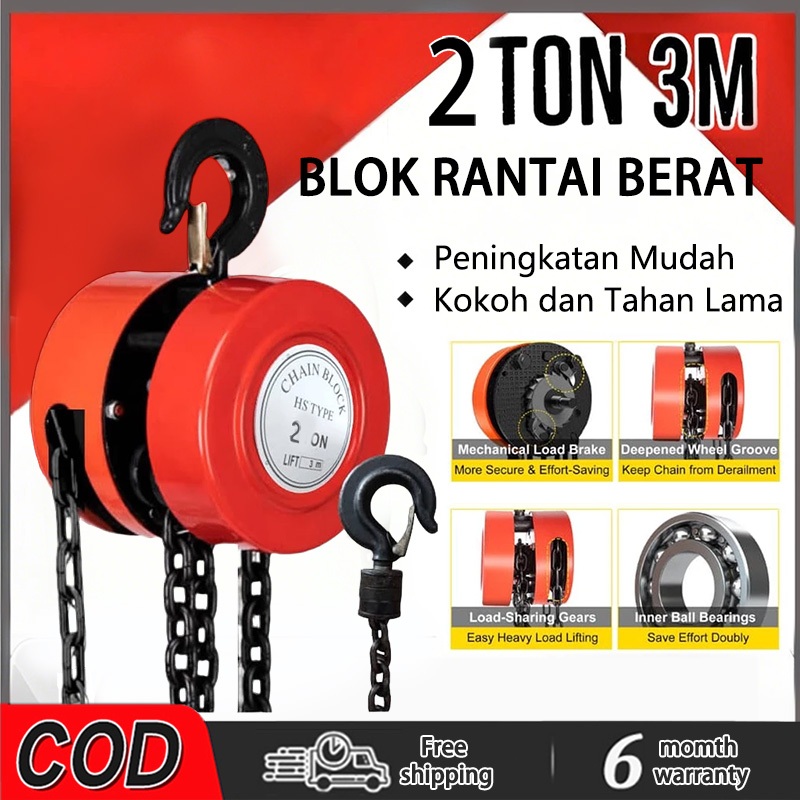 Jual Katrol Rantai Manual 1 Ton & 2 Ton - Chain Block Heavy Duty untuk ...