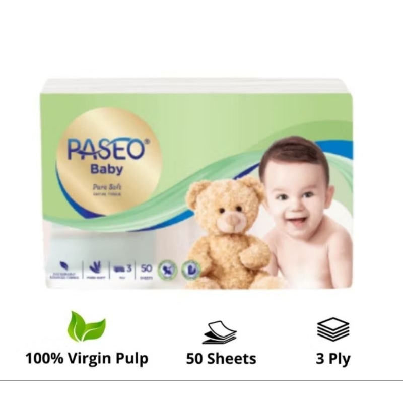 Jual Tissue PASEO BABY Facial Pure Soft 3Ply 50s | Shopee Indonesia
