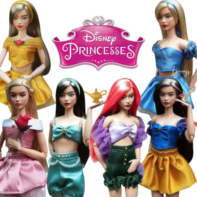 Jual One set disney princess barbie / baju barbie tema Ariel, Snowwhite ...