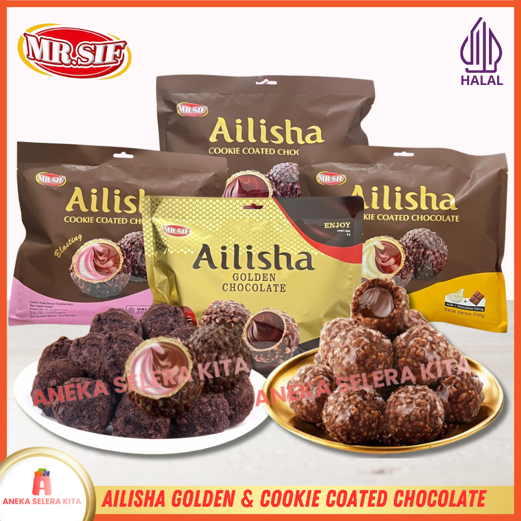 Jual Ailisha Golden Chocolate & Ailisha Cookie Coated Chocolate ...
