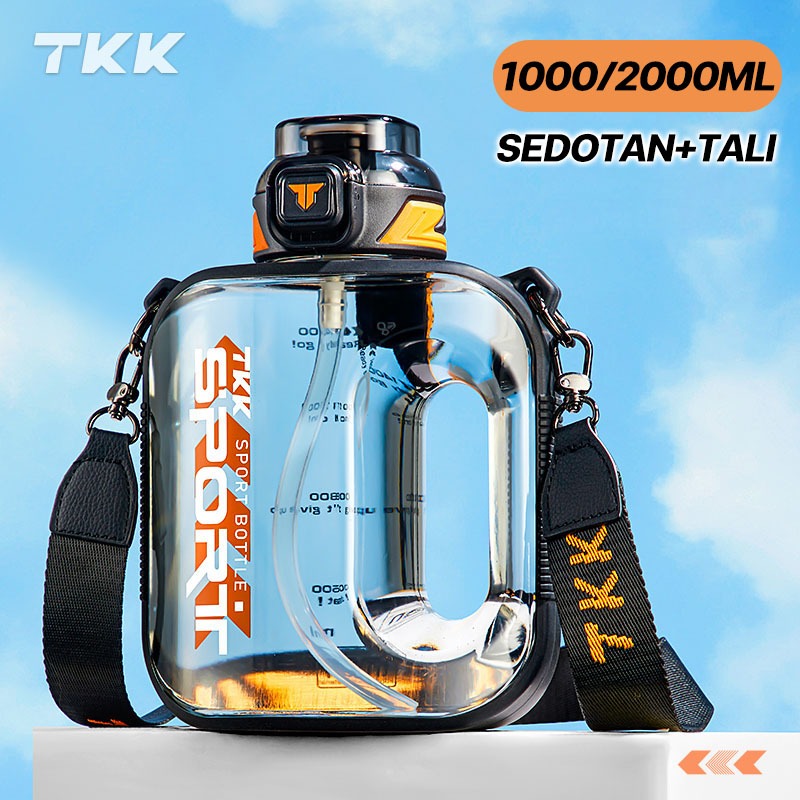Jual TKK Botol Minum Jumbo 2 Liter Bpa Free Tritan Ada Sedotan Dan Tali Botol Air Datar Anti ...