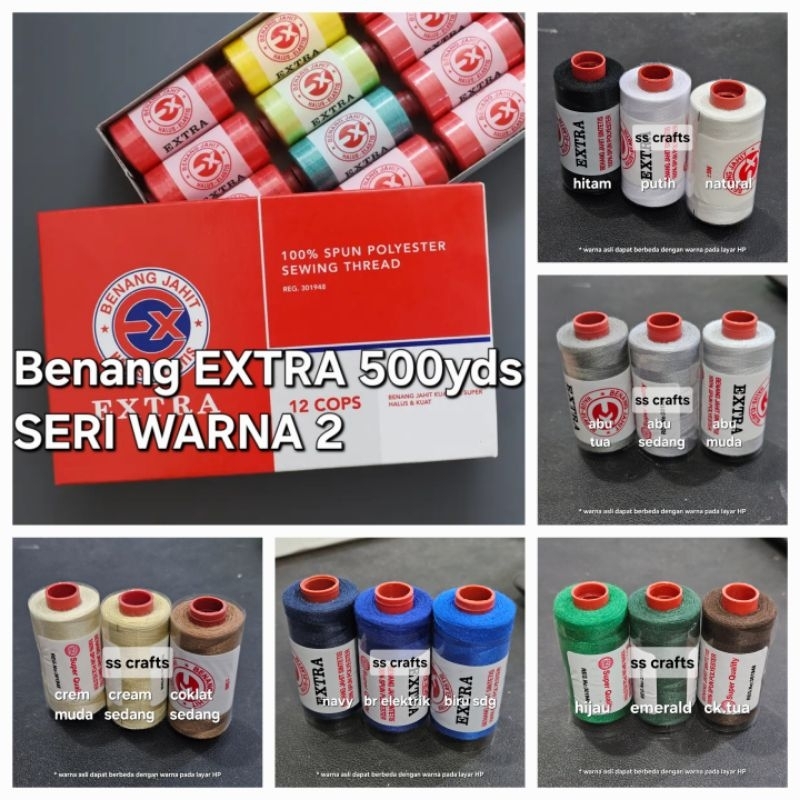 Jual BENANG JAHIT EXTRA WARNA LENGKAP SERI WARNA 2 HITAM / PUTIH / ABU ...