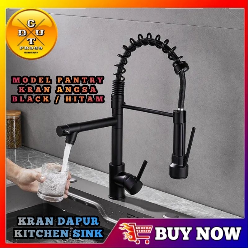 Jual Keran Wastafel Warna Hitam Black Model Pantry Kran Angsa Dapur ...