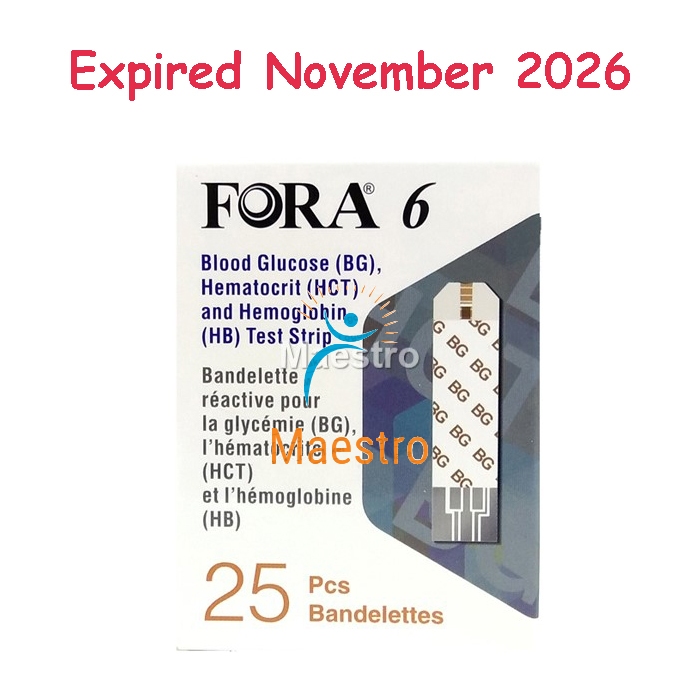 Jual Strip Gula Darah Hematokrit Hemoglobin Fora 6 Isi 25 Stik Tes Cek ...