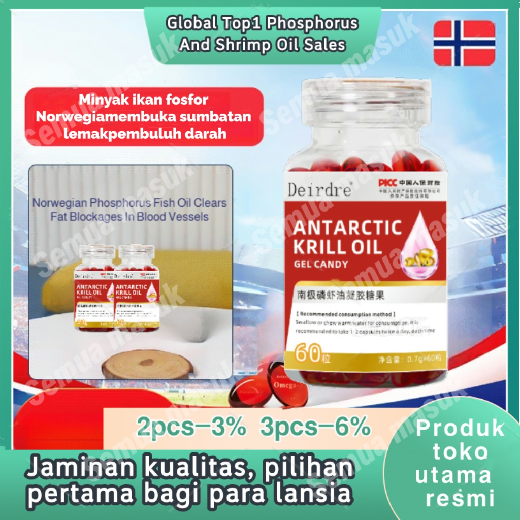 Jual Beli 1 Gratis 2/COD 60 kapsu Minyak ikan krill Norwegia/Omega-3 ...