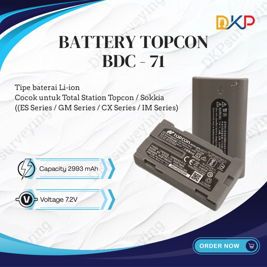 Jual Baterai BDC - 71 / Battery BDC71 Total Station TOPCON GM ES ...