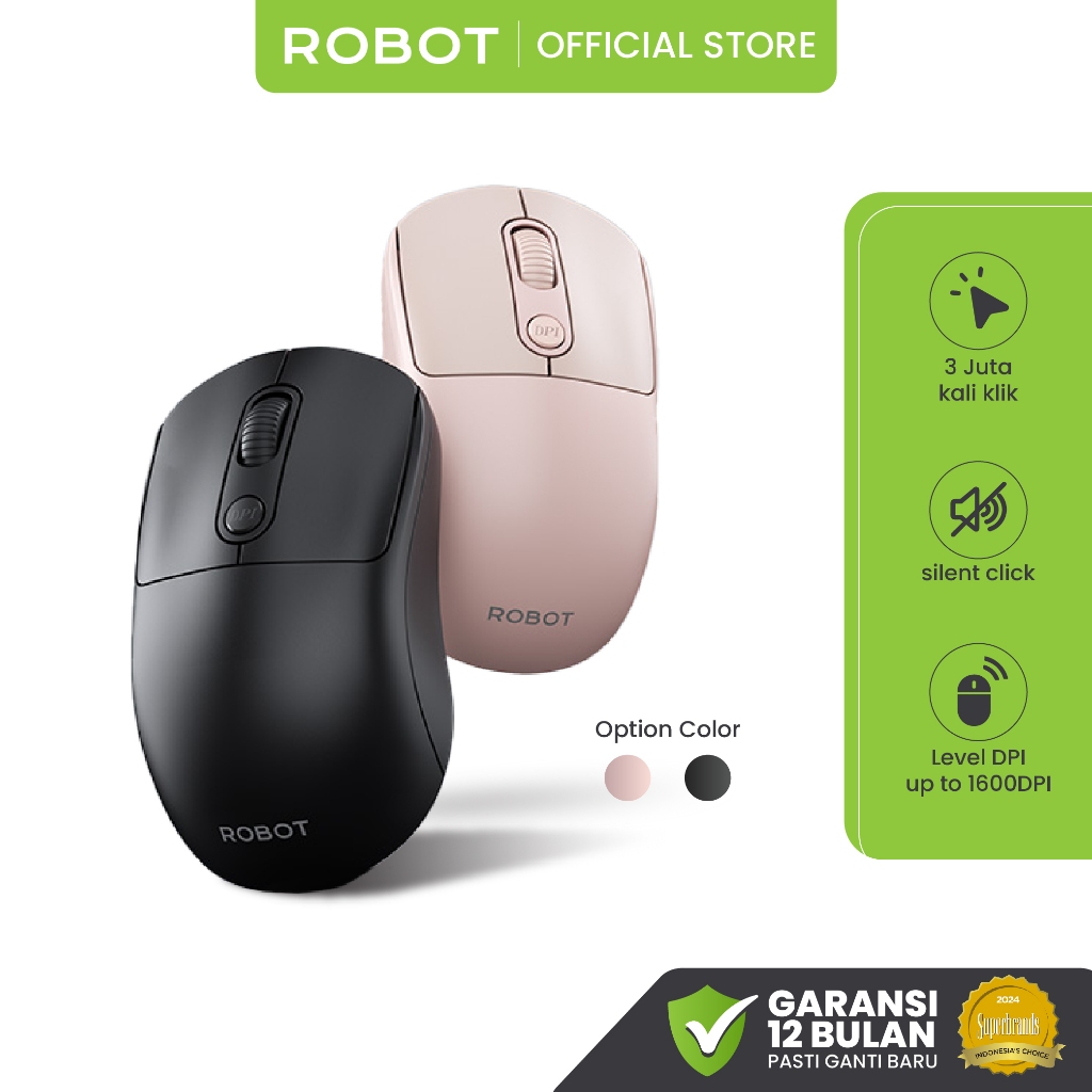 Jual ROBOT Mouse Wireless Silent Click | Mouse Tanpa Kabel Koneksi 2.4G ...