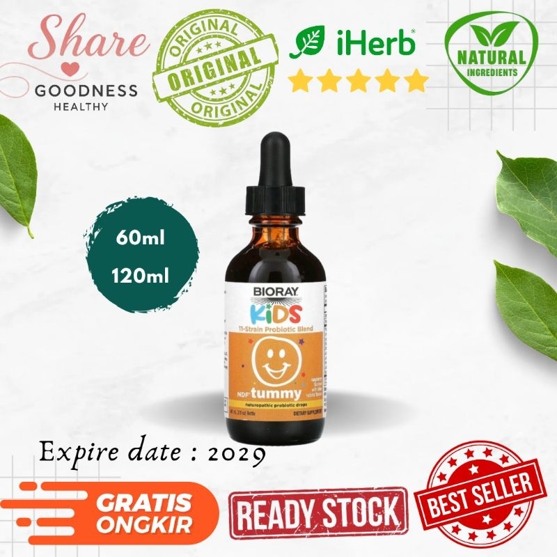 Jual Bioray, Kids, NDF Tummy, 11 Strain Probiotic Blend Raspberry ...