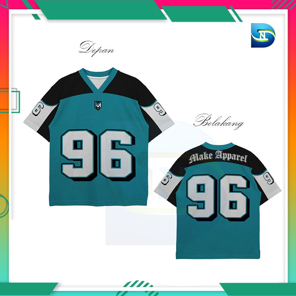 Jual Jersey Oversize Retro Kombinasi Warna Teal Blue Dan Hitam | Shopee ...