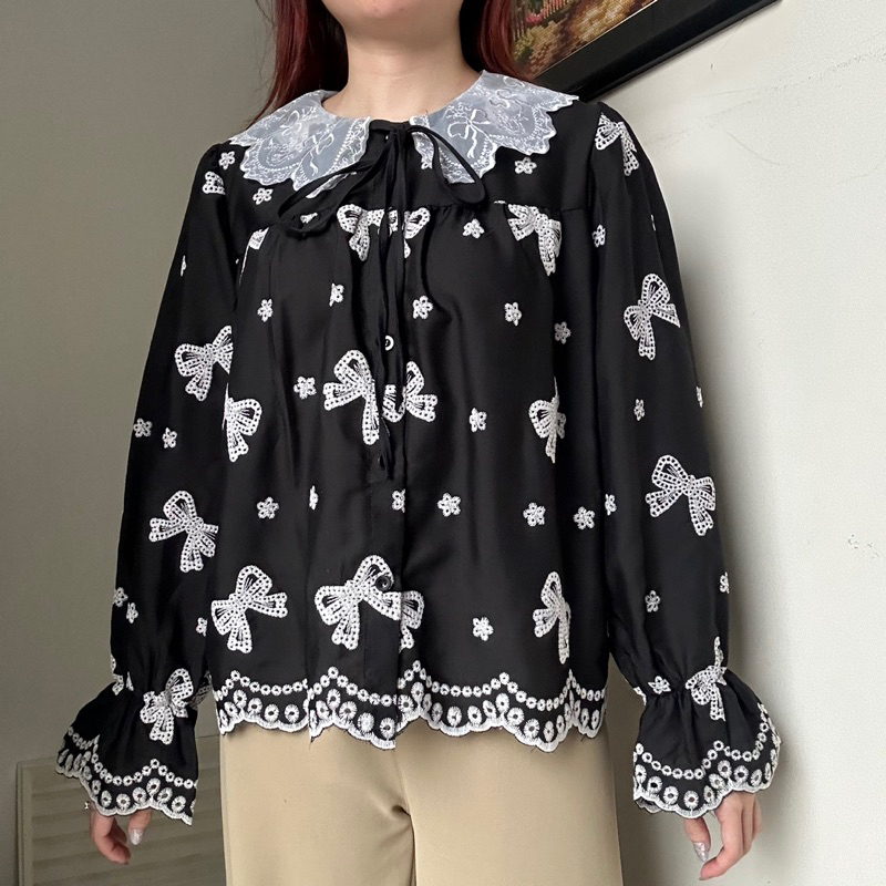 Jual Elody BKK TOP Kemeja Blouse atasan katun bordir korean style wanita by biel the label ...