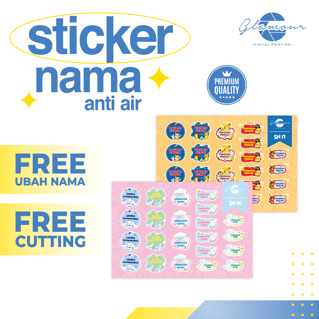 Jual Sticker Label Nama Anak | Custom Nama | Stiker Karakter | Anti Air ...