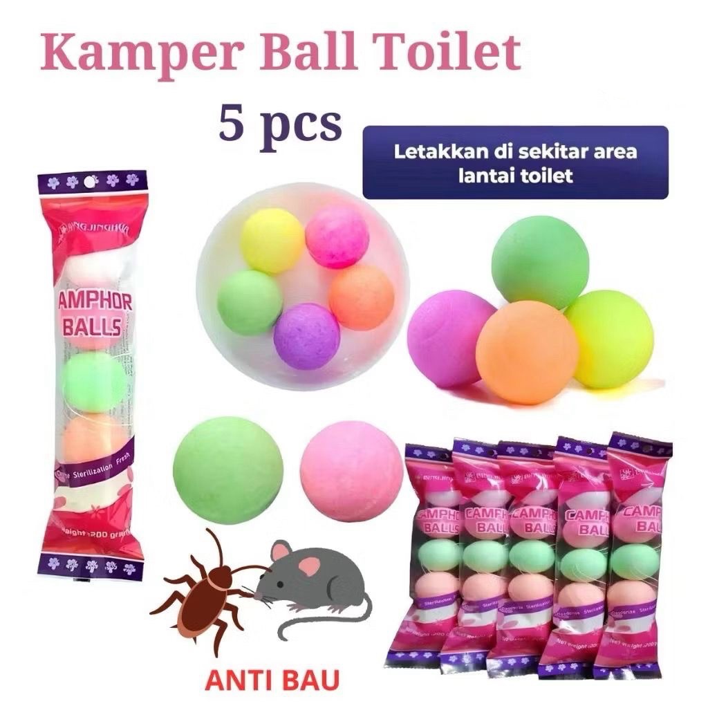 Jual Kapur Barus Isi 5 / Kamper Toilet / Kamper Bola Warna / Kapur ...