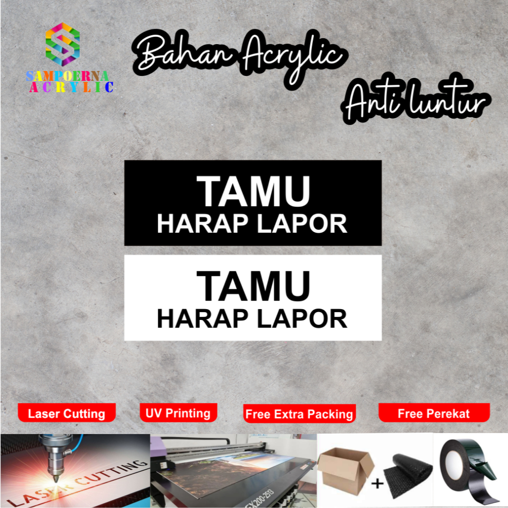 Jual Tamu Harap Lapor Sign Board Akrilik Print Papan Nama Ruangan ...