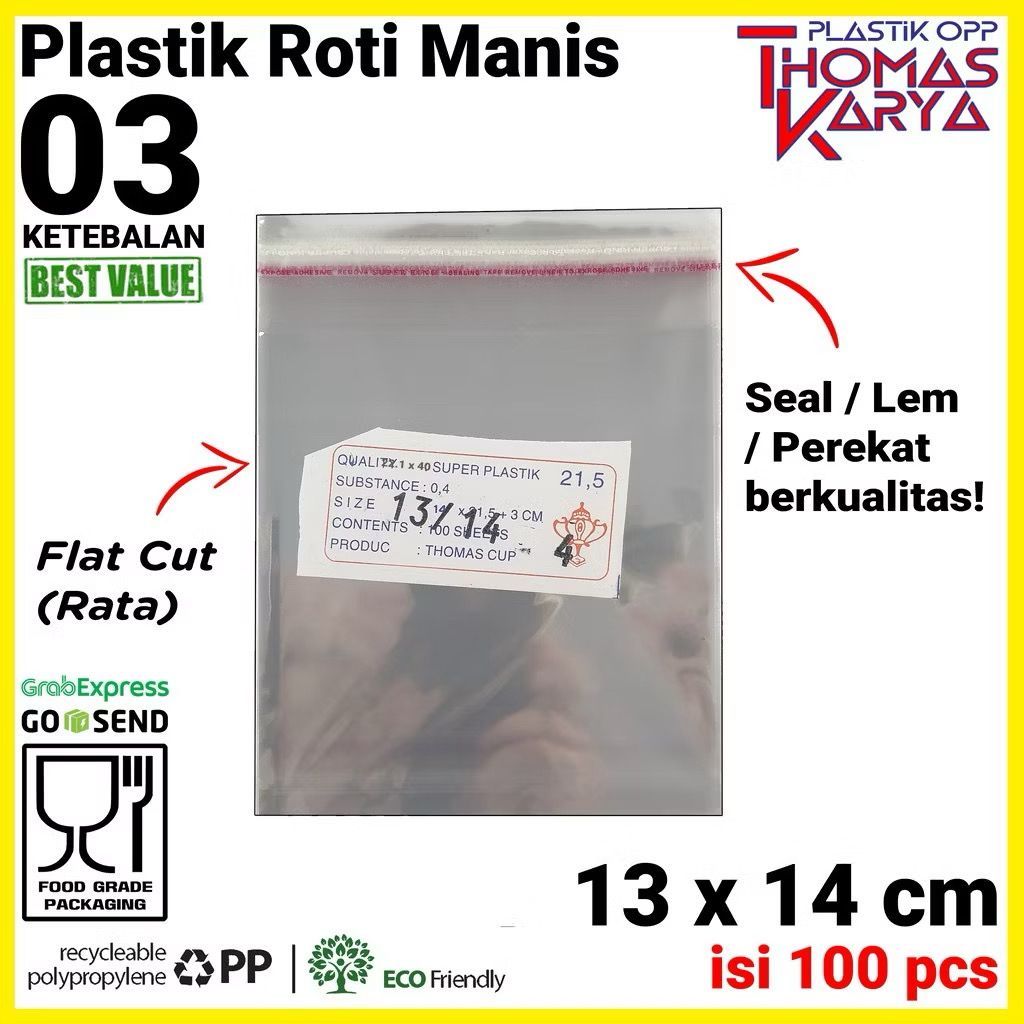 Jual Plastik OPP 13x14 TEBAL Ekonomis | Isi 100 | Kantong Bening ...