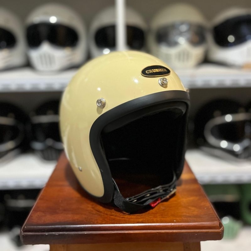 Jual Helm Slimhead TX-500 Cream Glossy by CrusherCustoms Helm Retro ...