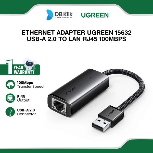 Jual UGreen Ethernet Adapter USB-A 2.0 to LAN RJ45 100Mbps - Gray ...