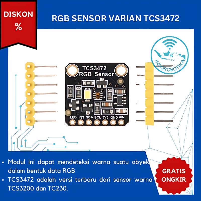 Jual Sensor Warna RGB TCS3472 Modul I2C – Arduino ESP32 Raspberry Pi ...