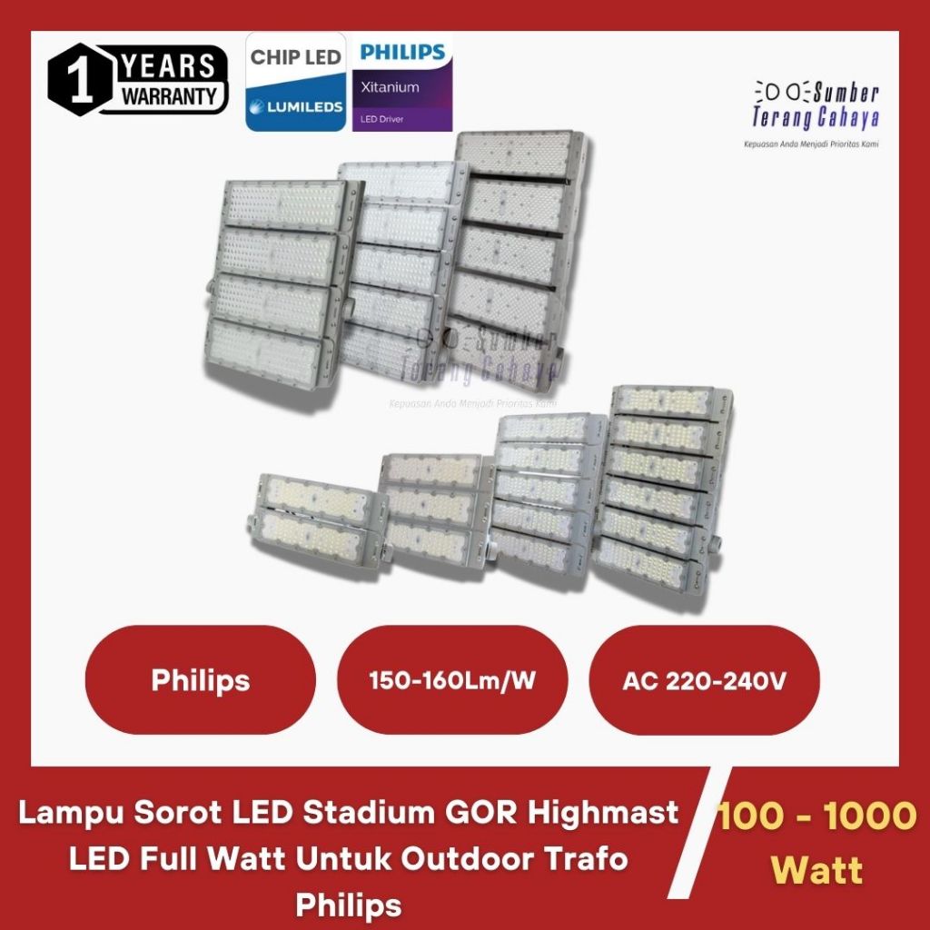 Jual Lampu Sorot LED Stadium GOR Highmast LED Full Watt Untuk Outdoor ...