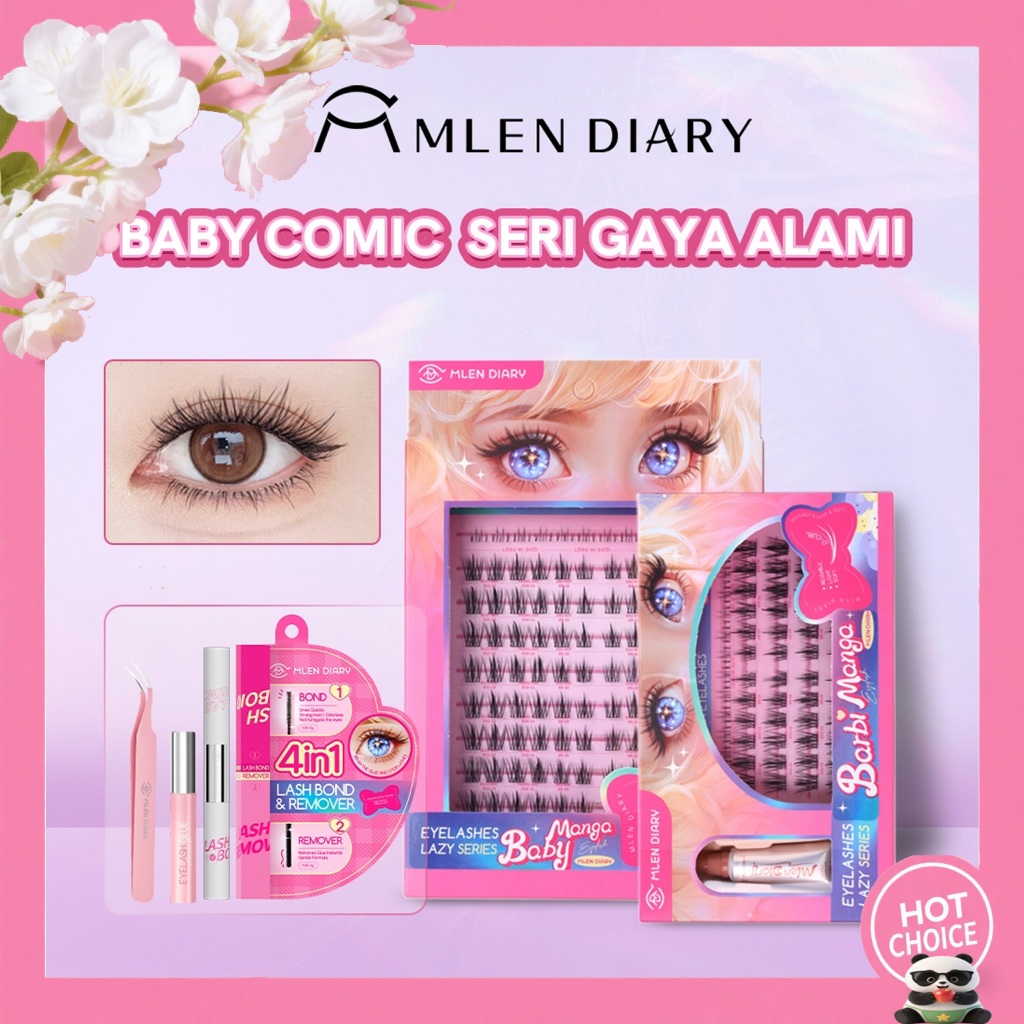 Jual MLEN DIARY Seri Baby Manga Bulu Mata Palsu Gaya Alami - Mata D Eyelash Curl Wispy Panjang 9 ...