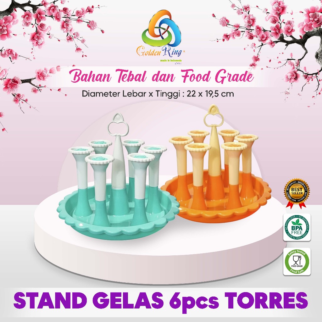 Jual Stand Glass Plastik / Tempat Gelas 6 stick / Rak Gelas 6 stick / Stand Glass 6 pcs TORRES ...