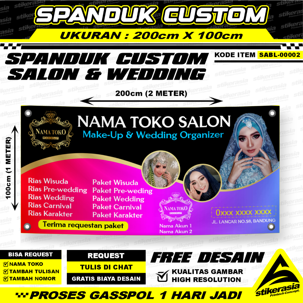 Jual CETAK BANNER SPANDUK CUSTOM SALON MAKEUP WANITA XBANNER WO WEDDING ...