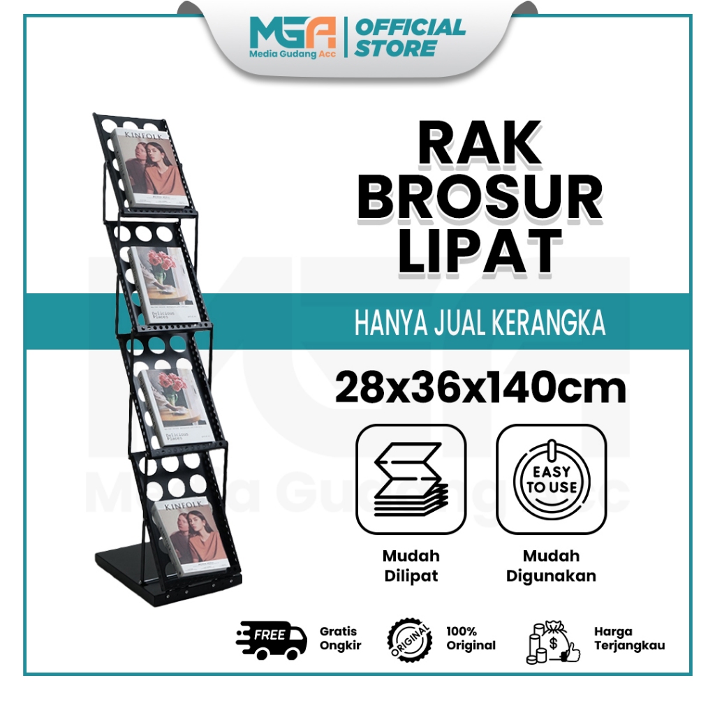 Jual Rak Brosur Lipat 4 Susun / Rak Majalah Display Portable / Rak ...