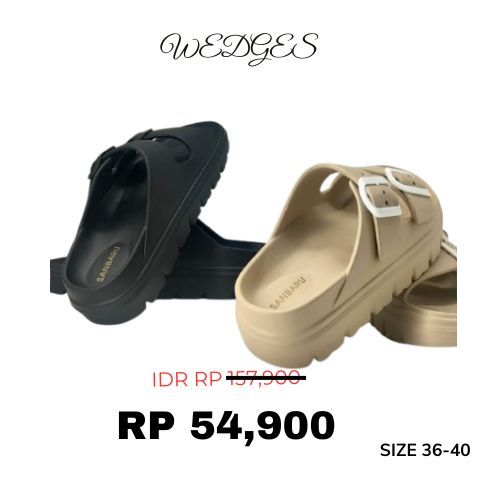 Jual Sendal Wanita Gesper Ganda Korea Style Sol Tebal Sandal Wesges ...