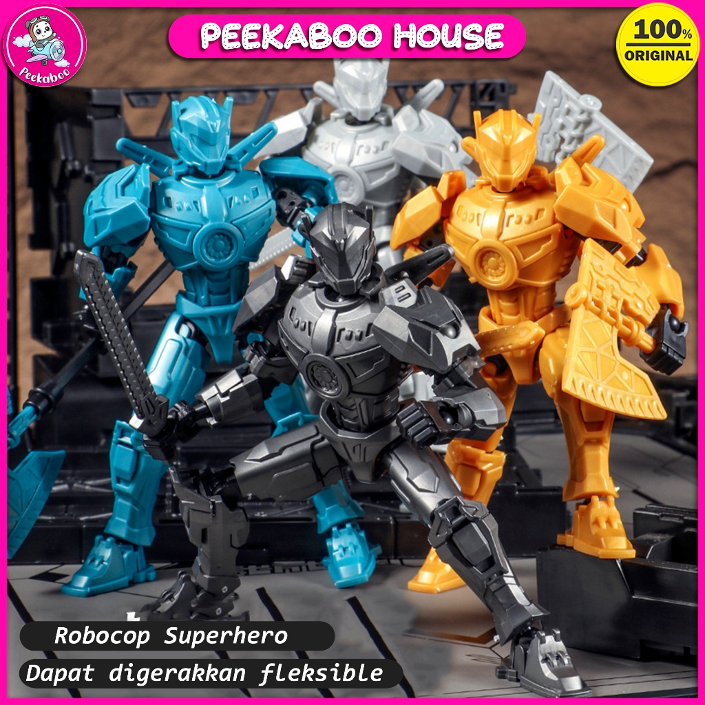 Jual Action Figure Rakit Mainan 3D Robot Sendi Bergerak Robocop Diecast ...