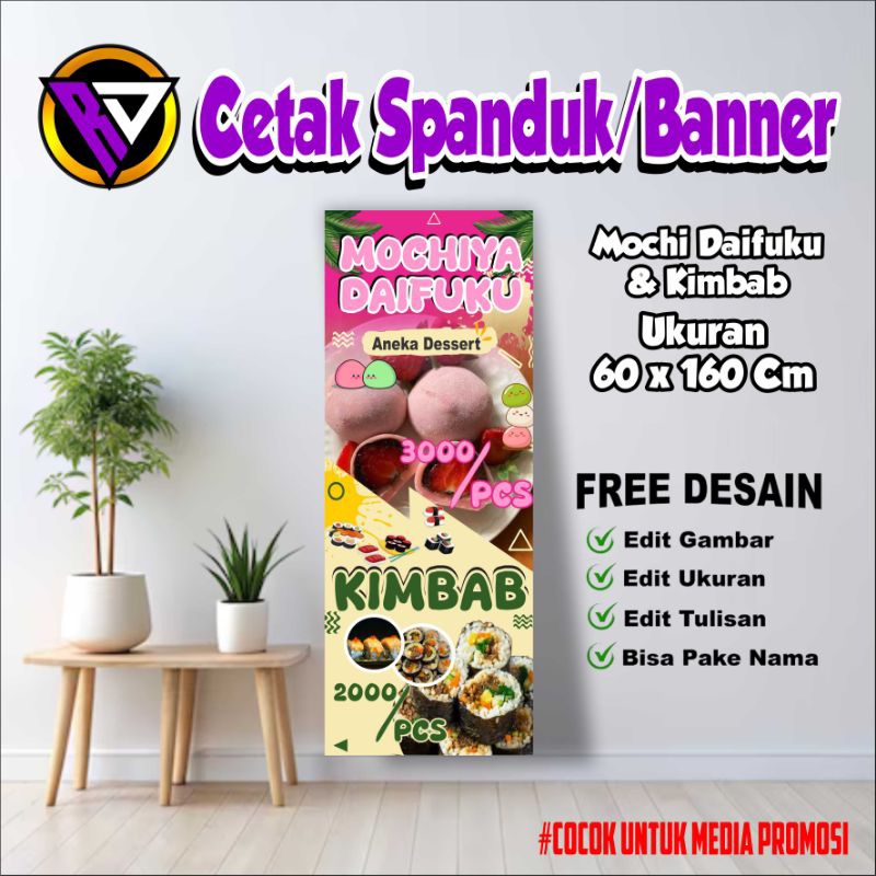 Jual Spanduk Banner Mochi Daifuku & Kimbab Costum Design | Shopee Indonesia