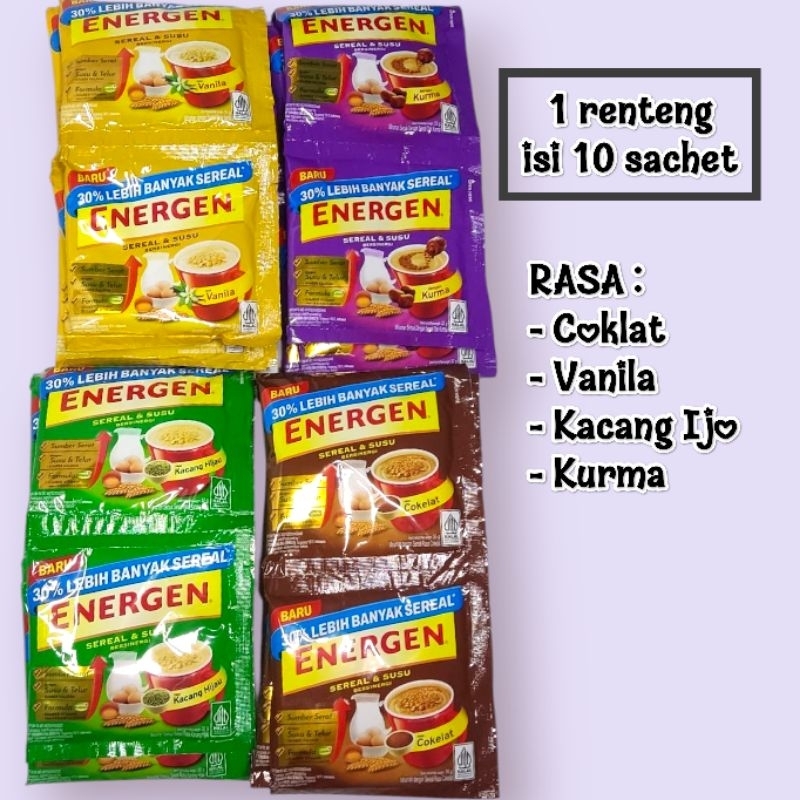Jual Energen Sereal dan Susu/Energen Renteng/1 Renteng 10 Sachet ...