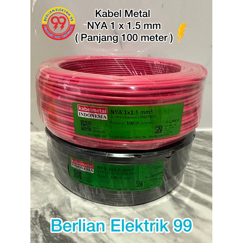 Jual kabel metal NYA 1,5mm(1roll 100meter)/KABEL METAL NYA 1,5MM ...