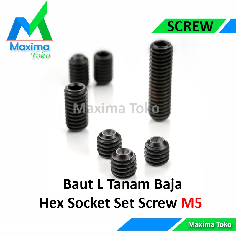 Jual Hex Socket Set Screw M5 Baja Baut L Tanam L Set Hitam M5x4 M5x5 M5x6 | Shopee Indonesia