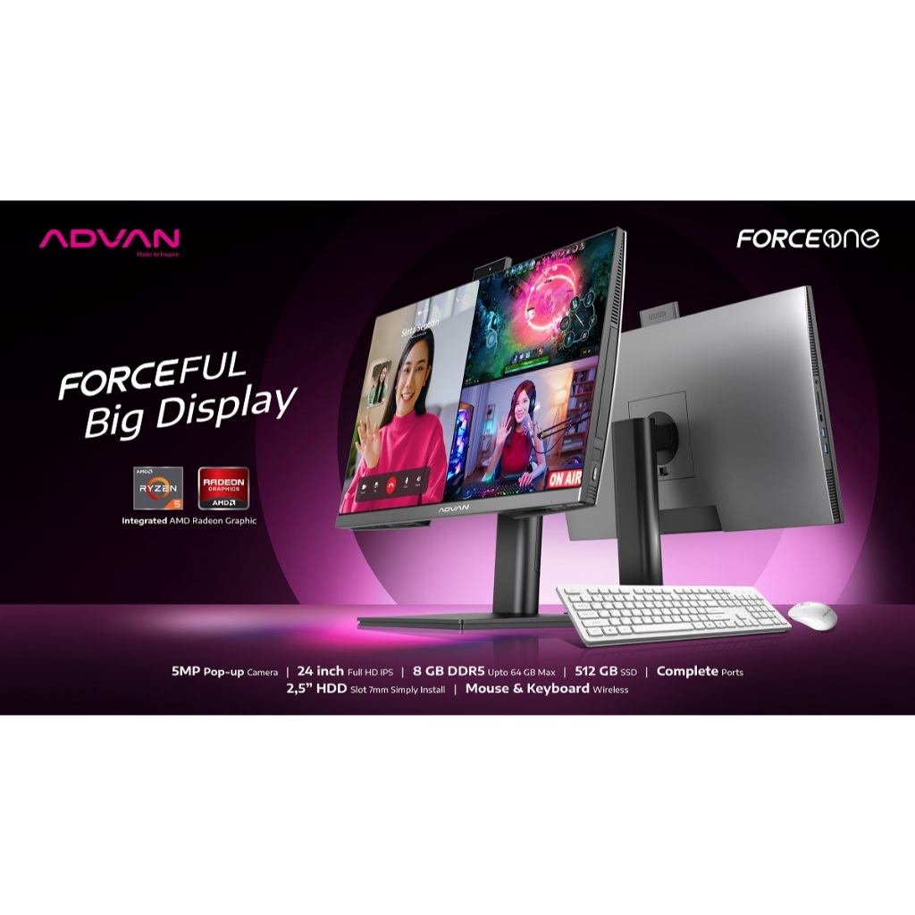Jual All In One Pc Amd Ryzen 5 6600h 8gb/512gb Windows 11 Advan Force ...