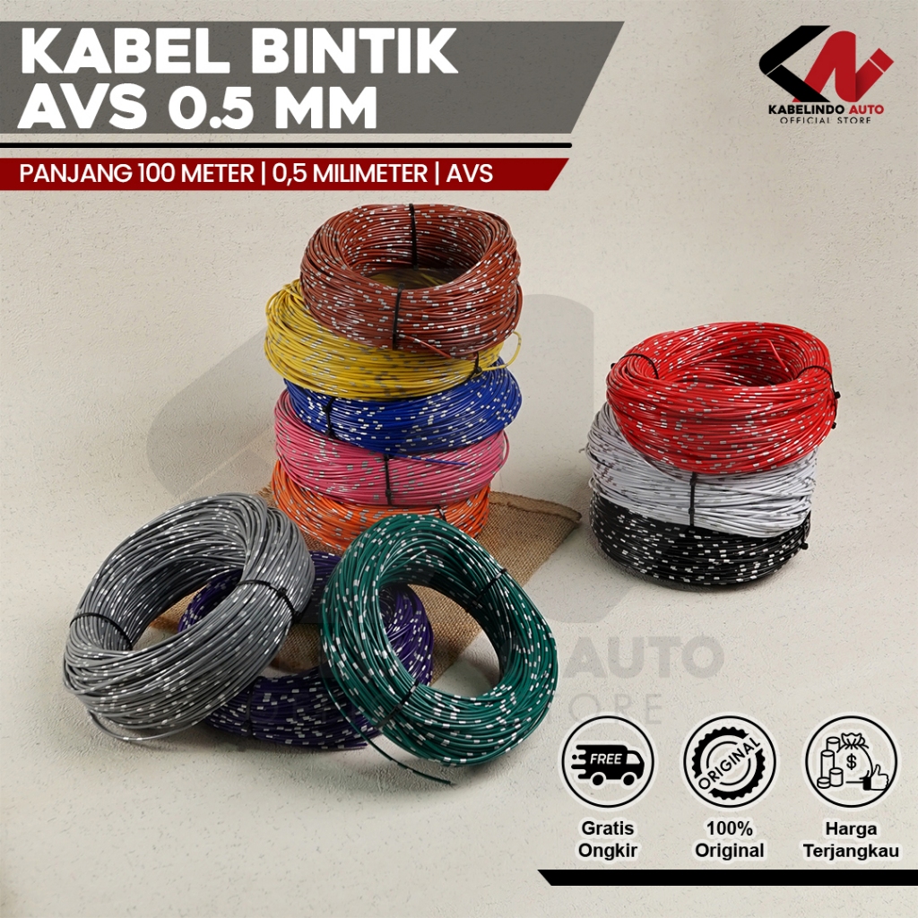 Jual Kabel Bintik AVS 0.5MM x 100M Kabel Otomotif Body Mobil Motor ...