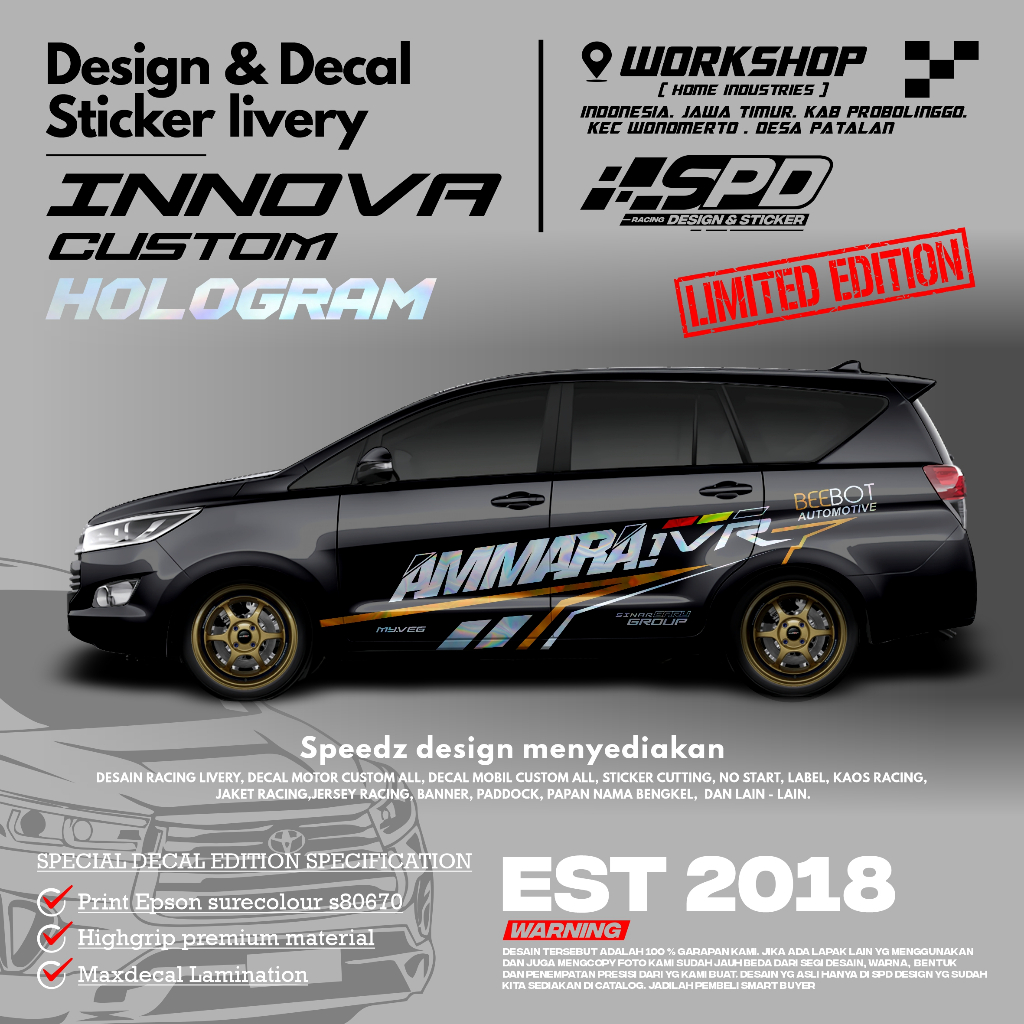 Jual STIKER LIVERY INNOVA CUSTOM DESIGN REQUEST CUSTOMER HANYA 1 ORANG ...
