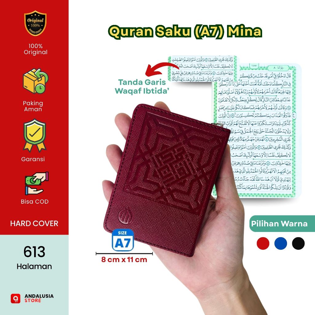 Jual Mina A7 Rest - Alquran Saku Pocket Resleting Rasm Utsmani 15 Baris Non Terjemah Syaamil ...
