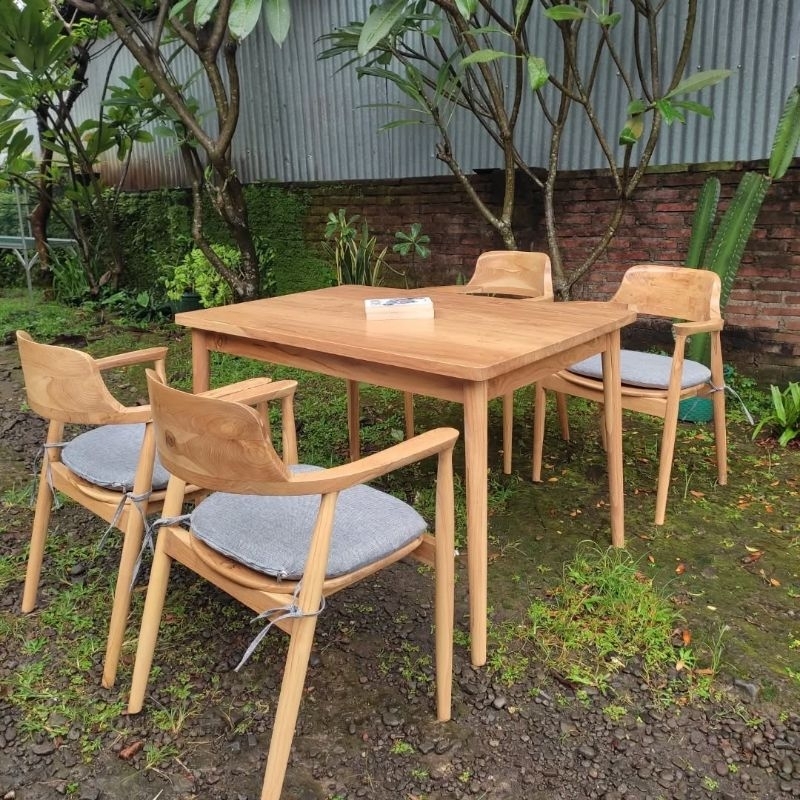Jual Meja makan heroshima hiroshima 4 kursi minimalis kayu jati Jepara indradewa furniture ...
