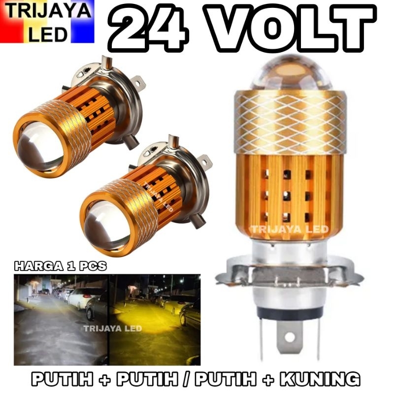 Jual Lampu LED Utama Depan 24 Volt H4 Gold Laser Gun Cutoff D3 High Low 2 Warna Putih Kuning ...