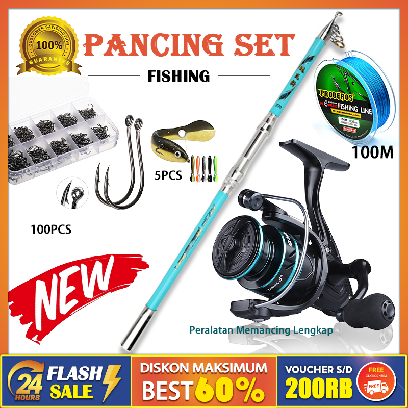Jual pancing set joran pancing 2.1-4.5 M Telescopic Spinning Fishing ...