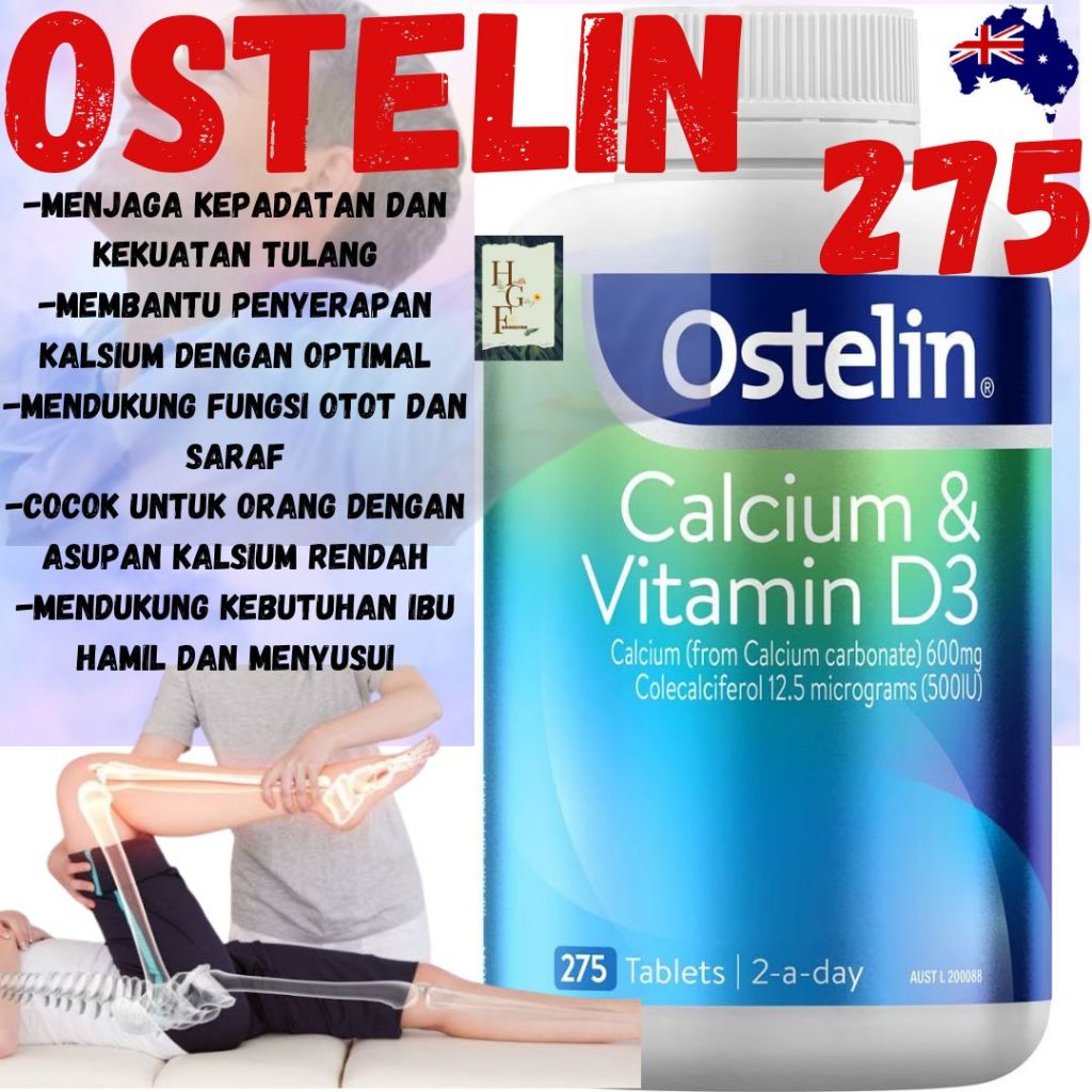 Jual Ostelin Calcium & Vitamin D3 275 Tablet / Ostelin Vitamin D3 ...