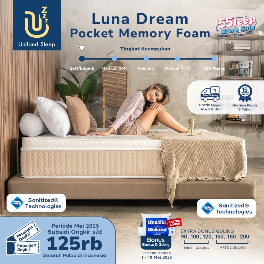 Jual Uniland Sleep Kasur Pocket Spring Luna Dream Memory Foam 33cm | Shopee Indonesia