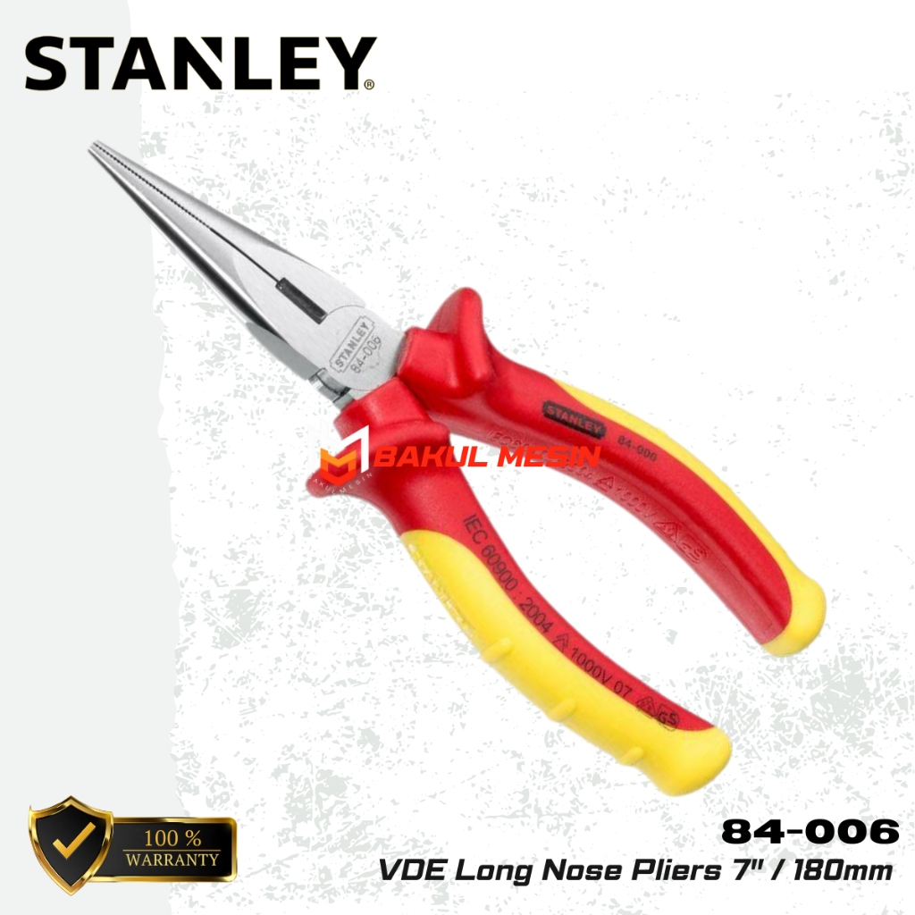 Jual Stanley 84-006-22 Tang Lancip VDE Long Nose Pliers 7inch 180mm ...