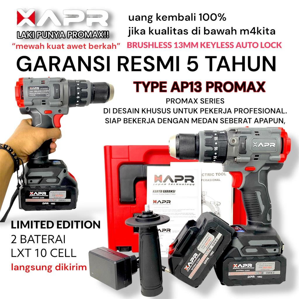 Jual Apr raja Bor brushless 13mm jumbo impact drill cordless ap13 ...