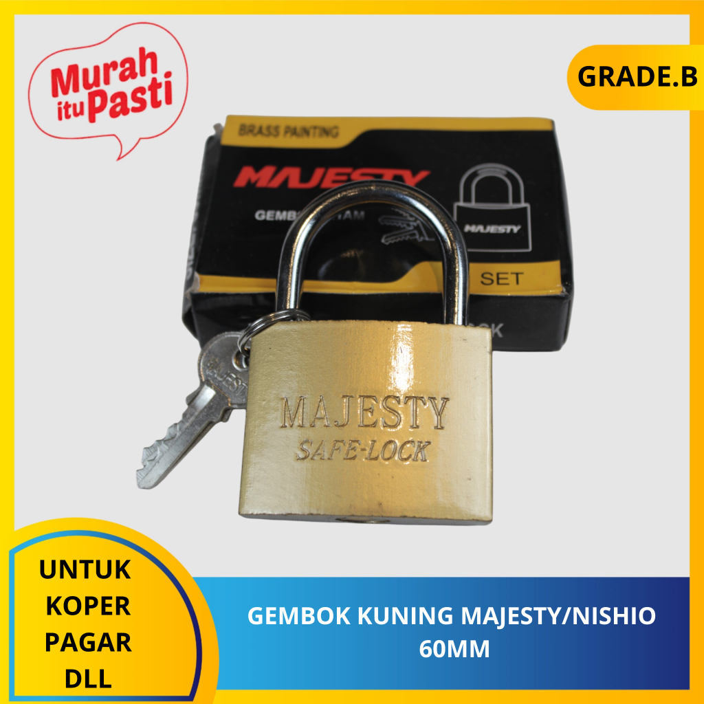 Jual GEMBOK KUNING ELGLADIO 60" - gembok koper kuning - gembok pagar ...