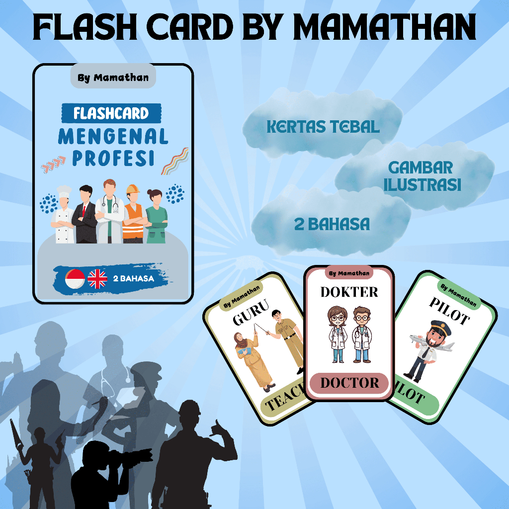 Jual bymamathan - flash card flashcard seri profesi pekerjaan flashcard ...