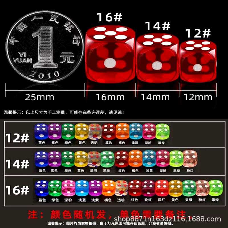 Jual DADU WARNA WARNI Transparan WARNA Candy Ukuran 1.4CM 14MM Sudut ...