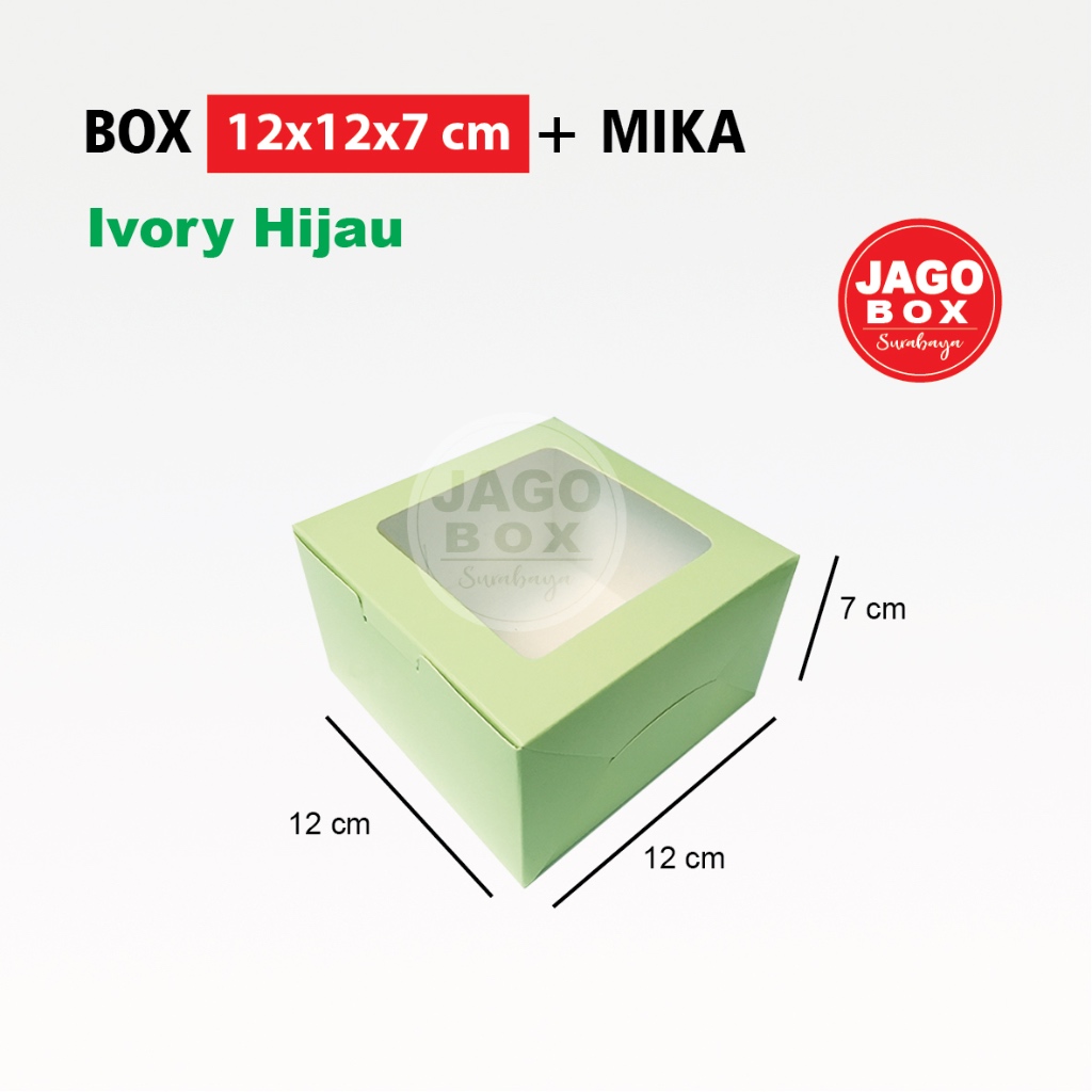 Jual BOX KOTAK DOS KUE SNACK SOUVENIR 12 x 12 x 7cm + MIKA HIJAU ...