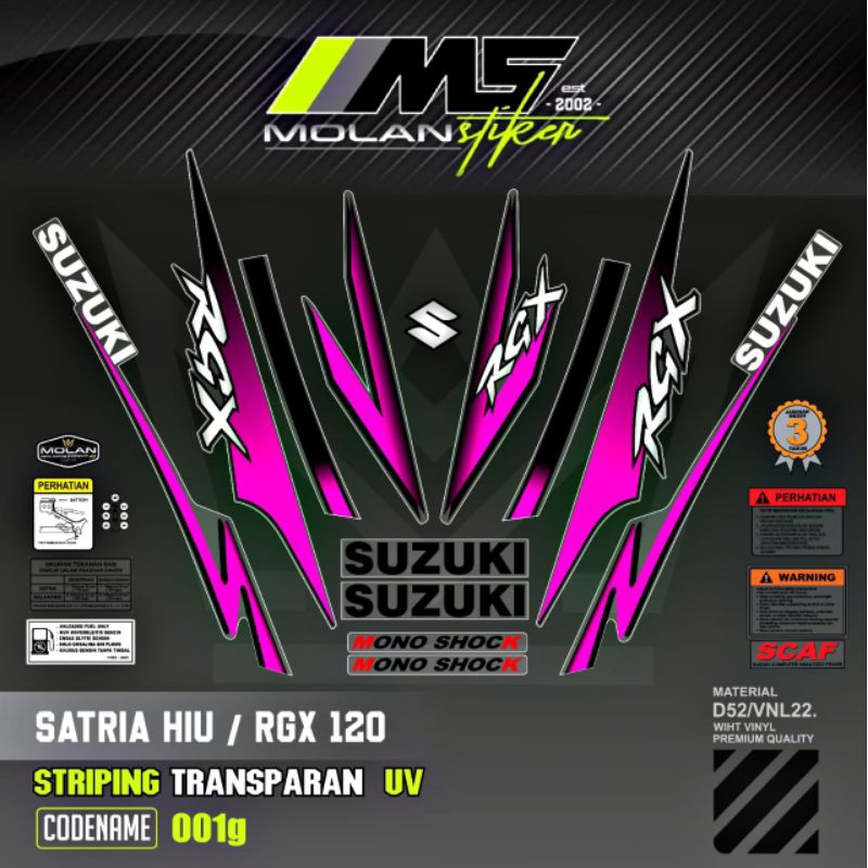 Jual Decal Sticker Striping Variasi Transparan Uv Satria Hiu Malaysia ...
