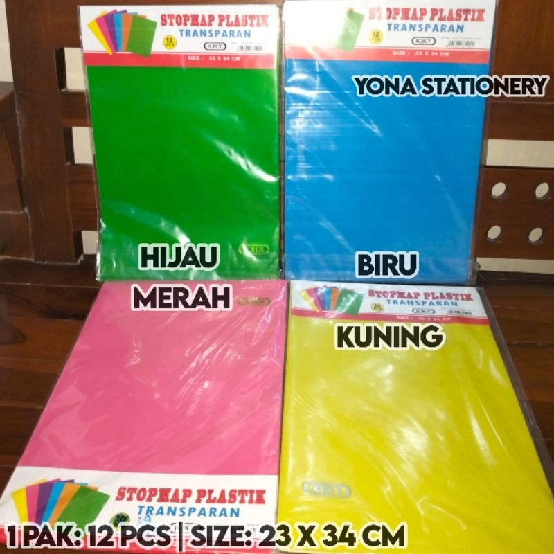 Jual Stop Map Plastik Kiky Warna | Transparan | 1 Pak: 12 Pcs (23 x 34 ...
