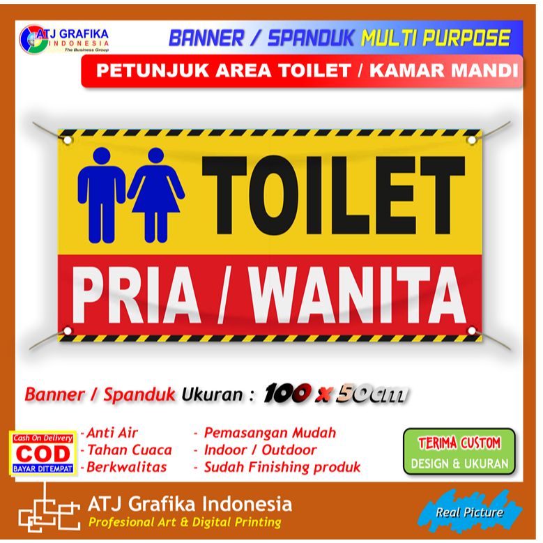 Jual Banner spanduk toilet pria wanita unsex petunjuk area penggunaan kamar mandi wc | Shopee ...